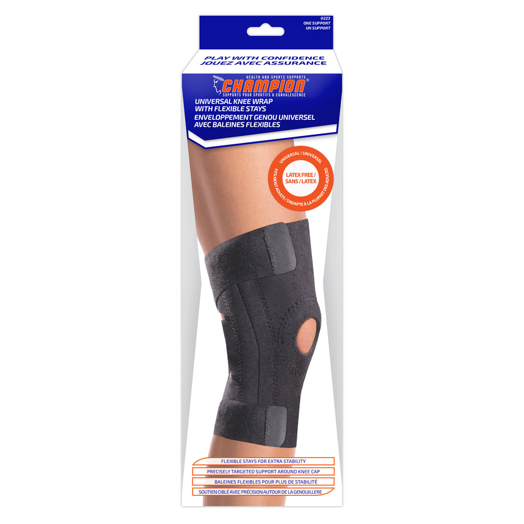 0223 / UNIVERSAL KNEE WRAP WITH FLEXIBLE STAYS – ChampionCanada